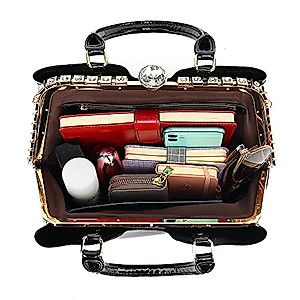 Style Strategy black purses patent leather Satchel handbags for women Top Handle with kiss lock Shoulder bags crossbody for women