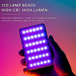 VIJIM VL120 RGB Video Light, Portable LED Camera Light Panel 0-360 Full Color, CRI 95+ 2500-9000K LED Video Light, 3100mAh Rechargeable LED DSLR Lighting for Vlogging, Photography, Video Conference