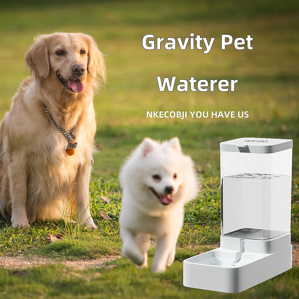 NKECOBJI Gravity Pet Feeder and Water Dispenser Set, Automatic Dog Feeder and Dog Water Dispenser for Dogs Cats Pets Animals Large Capacity(Water Feeder)