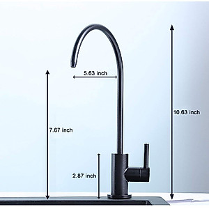 ESOW Kitchen Water Filter Faucet, 100% Lead-Free Drinking Water Faucet Fits Most Reverse Osmosis Units or Water Filtration System in Non-Air Gap, Stainless Steel 304 Body Matte Black Finish