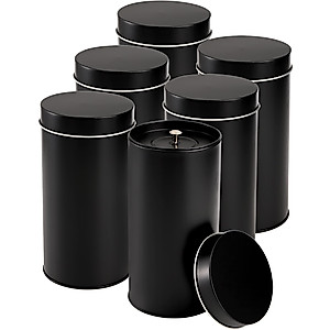 Yesland 6 Pack Tea Tin Canister with Airtight Double Lids, 32 Fl Oz Tin Can Box and Large Round Kitchen Canisters for Loose Tea, Coffee, Candy, Herbs and Spices(Black)