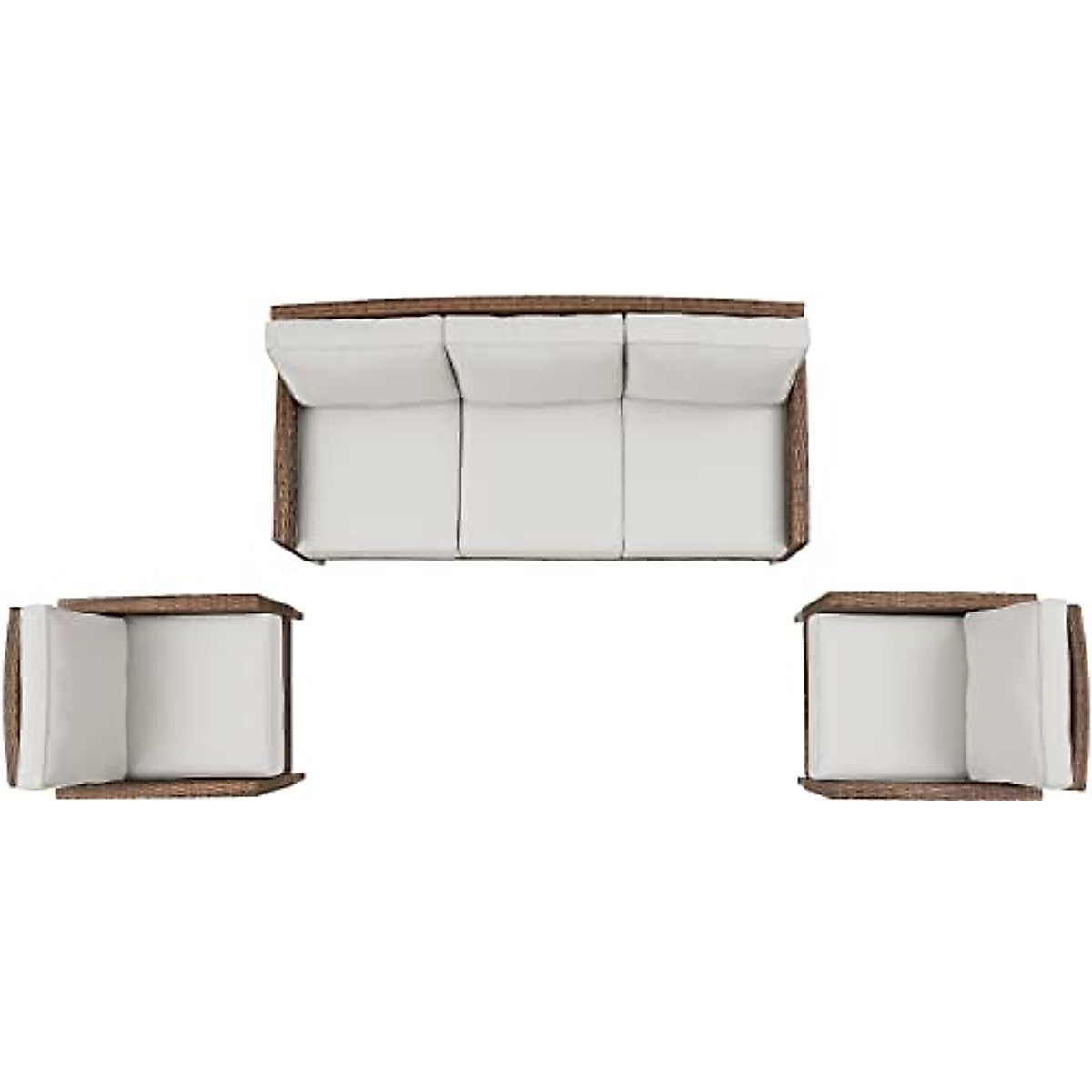 Crosley Furniture KO70193BR-CR Capella Outdoor Wicker 3-Piece Sofa Set (Sofa, 2 Armchairs), Brown with Creme Cushions