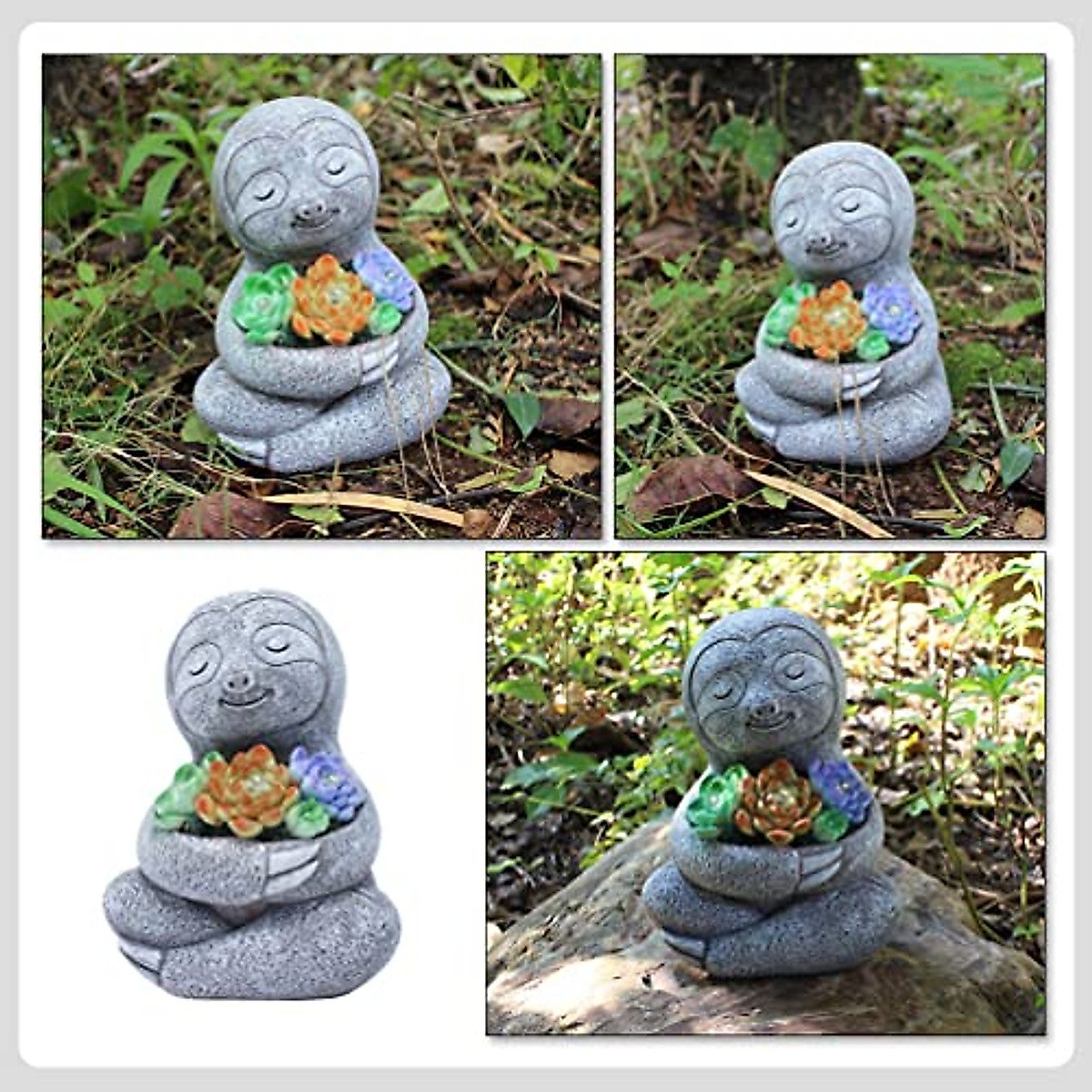 Happyyami Courtyard Garden Decoration Resin Flower Plant Pot Animal Statue Bradypode Figurine Jungle Figurines for Landscape Bonsai Crafts Decorations Mini Sloth Figure