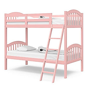 Storkcraft Long Horn Twin-Over-Twin Bunk Bed (Pink) - GREENGUARD Gold Certified, Converts to 2 individual twin beds