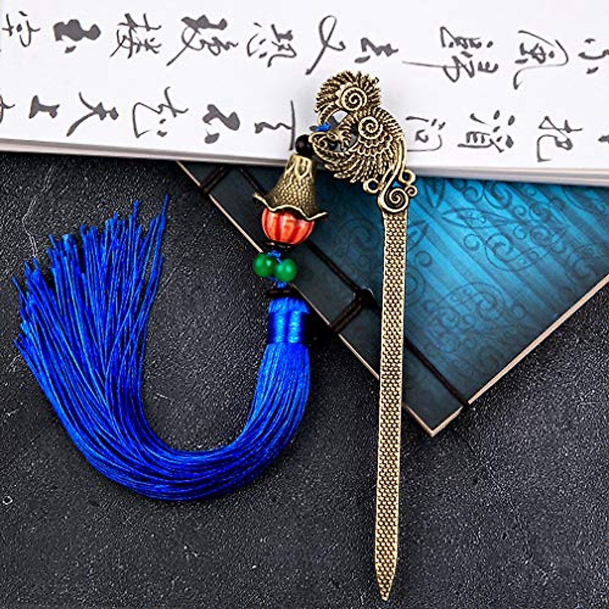 YJMZ Metal Bookmark, Unique Bookmark.with Phoenix Totem and Tassel Pendant, Symbolizing Auspiciousness, Suitable As a Creative Gift for Family and Book Friends