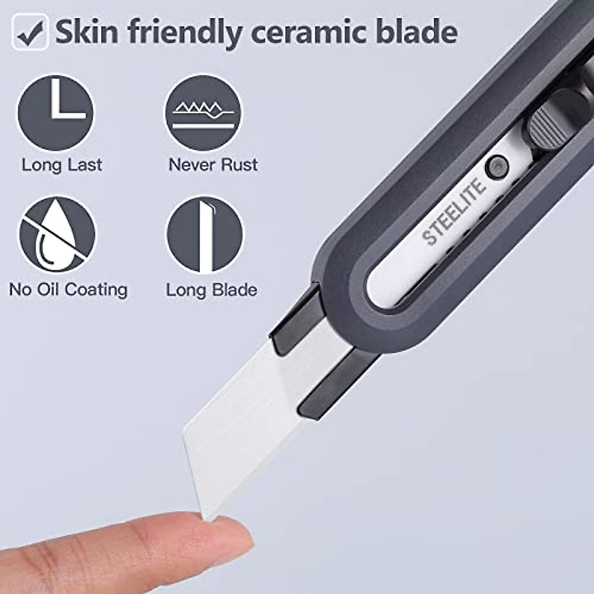 Steelite Ceramic Utility Knife Safety Box Cutter Package and Box Opener Extra Long Insulation Foam Tool Safe Retractable Ceramic Blade