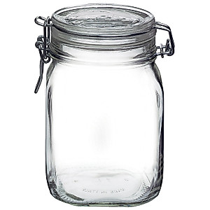 Bormioli Rocco Fido, 2 Pack, 33.75 Oz. Food Storage Glass Jars, Airtight Rubber Seal & Glass Lid, with Stainless Wire Clamp, Mason Jar, Made in Italy
