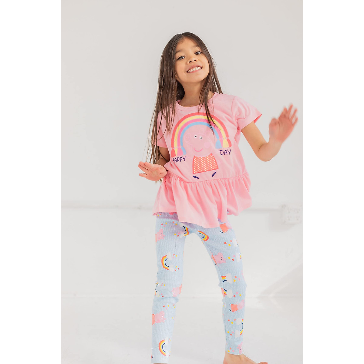 Peppa Pig Toddler Girls T-Shirt and Leggings Outfit Set Pink/Blue 4T