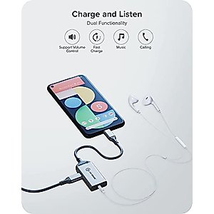 ALOGIC 2-in-1 USB-C Audio and Charging Adapter,USB-C to 3.5mm Audio Jack & USB-C Charging Port,PD Fast Charging,Ultra-Built Quality,Compatible with USB-C iPad/Tablets, Smartphones, laptops and More.