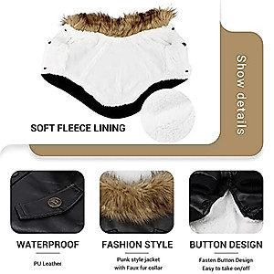 LESYPET Warm Dog Jacket Winter Dog Coats Windproof Waterproof Fleece Lined Dog Leather Jackets for Small Dogs Puppy Black Large