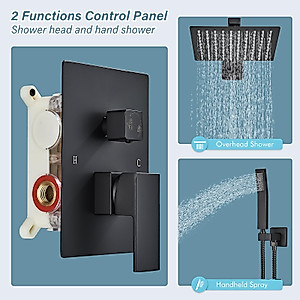 𝐕𝐨𝐭𝐚𝐦𝐮𝐭𝐚 𝐒𝐡𝐨𝐰𝐞𝐫 𝐅𝐚𝐮𝐜𝐞𝐭 𝐒𝐞𝐭 Black Shower Faucet with 8 Inch Shower Head and Handheld Rainfall Shower System Shower Faucets Sets Complete with Brass Valve