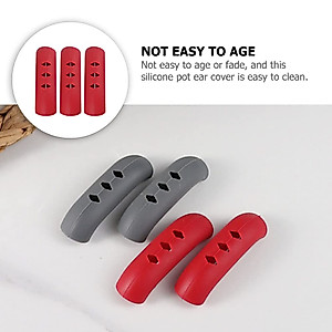 Tofficu 6pcs Silicone Hot Handle Holde Non Slip Rubber Pot Holders Pan Ear Clip Cast Iron Skillets Handles Grip Cover Heat Resistant Potholder Cookware Handle for Cast Iron Skillet