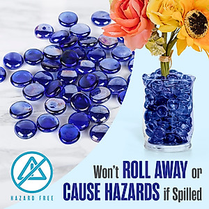 Houseables Glass Stone, Marbles, Pebbles for Vases, Blue, 5 LB, 400-500 Stones, Flat Bottom, Round Top Rocks, Bowl Filler Gems, Iridescent Decor, Decorative Centerpieces, Fire Beads, Florist, Aquarium