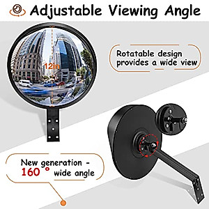 Arcylic Convex Mirror 𝟭𝟮" 𝗦𝗲𝗰𝘂𝗿𝗶𝘁𝘆 𝗠𝗶𝗿𝗿𝗼𝗿, Adjustable Fixing Bracket Wide Angle Clear View For Indoor Outdoor Driveway Parking Garage Warehouse Office By Hydencamm (12 inch)