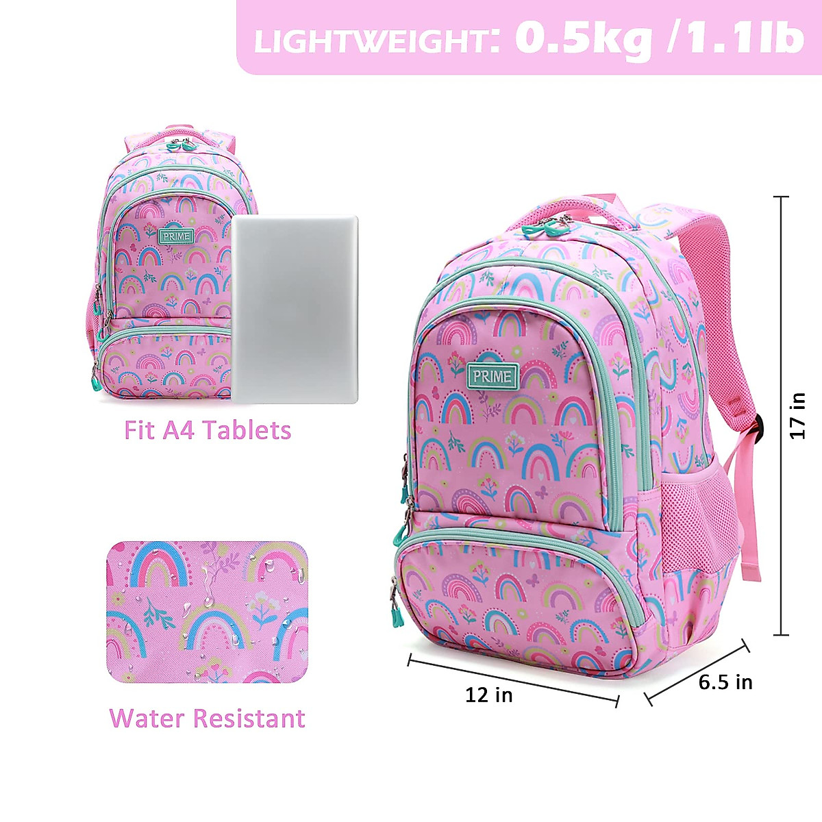 Robhomily Girls Backpack for Elementary Kindergarten Pink Kids Backpack for Girls School Backpack Lightweight Bookbags