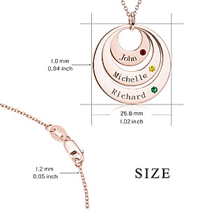 LONAGO Personalized Name Necklace Engraved 3 Disc Circle Necklace Custom Three Names Necklace Gift for Graduation Birthday
