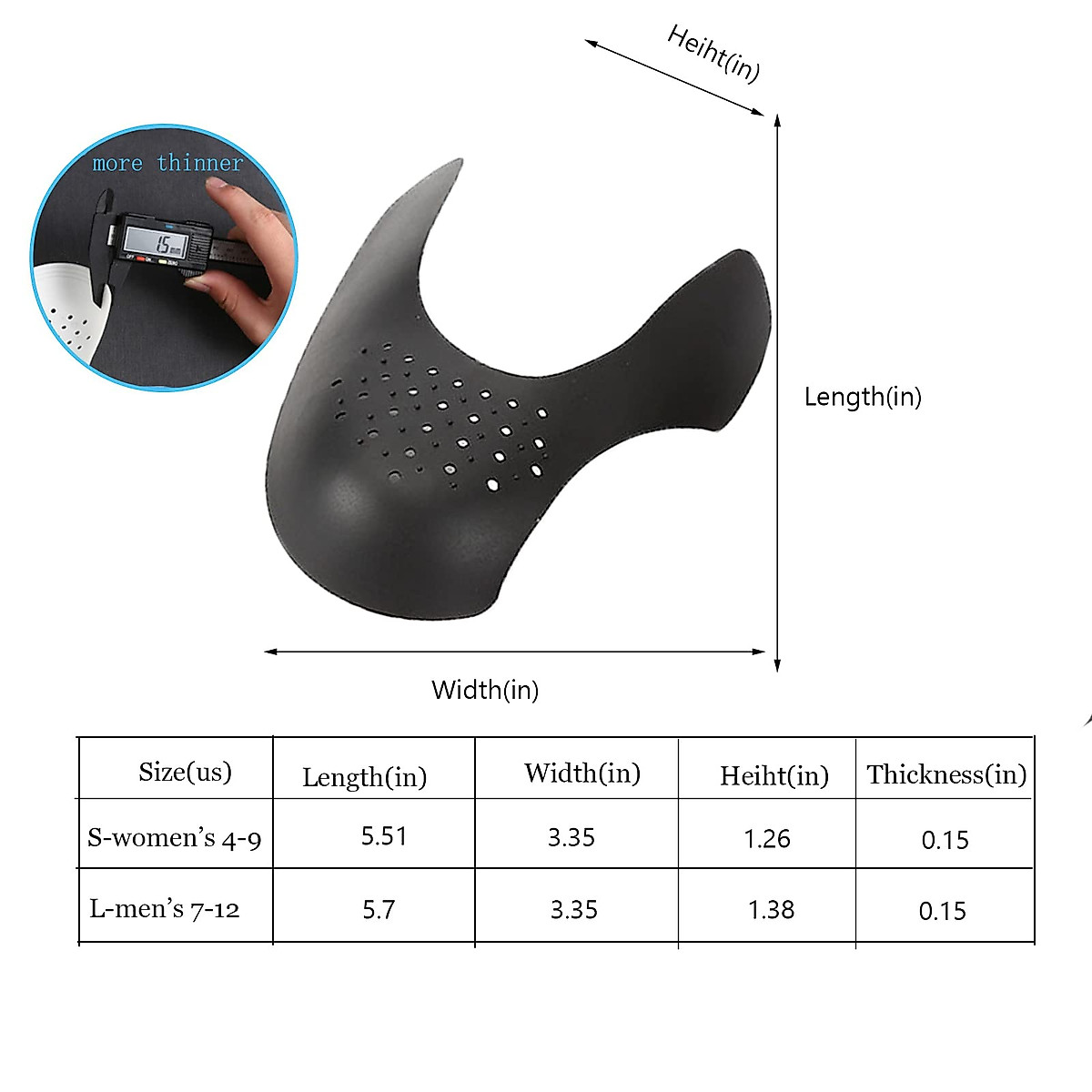 Qidie 2 Pairs Shoe Crease Protector Toe Box Anti-Wrinkle Sport Shoe Inserts Sneaker Crease Guard for Men & Women 4-12" (Men's 7-12, Black+White)