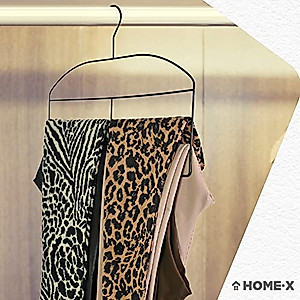 HOME-X Set of 2 Space-Saving Legging Hangers for Closet, Iron Organizer Hangers, Hang 6 Leggings, Yoga and Stretch Pants on One,15 ¼” L x 12 ¾” W, Black