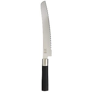 Kai Wasabi Bread Knife 9”, Wide Serrations are Gentle on Bread, Comfortable Handle Offers Secure Grip in Wet Conditions, Serrated Kitchen Knife