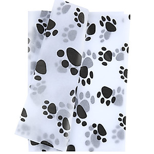 30pcs Tissue Paper Sheets, 20x14in Dog Paw Tissue Paper Cute Tissue Paper Bulk for Packaging Christmas Wedding Birthday Party DIY Crafts Arts (White Background)