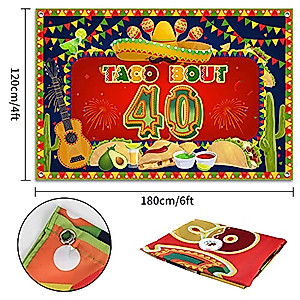 HAMIGAR 6x4ft Happy 40th Birthday Banner Backdrop - Taco Bout 40 Fiesta Mexican Cactus Birthday Decorations Party Supplies for Men