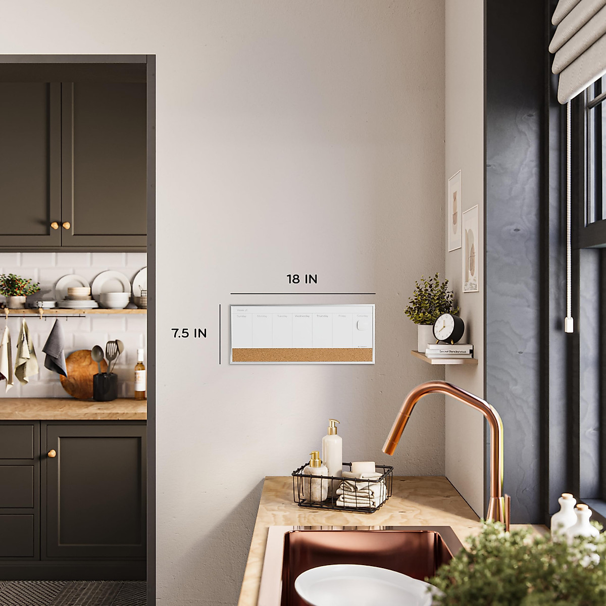 U Brands Magnetic Dry-Erase Weekly Calendar Board, 18 X 7.5 Inches, Silver Aluminum Frame