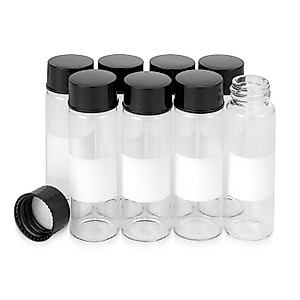 Kesell 15ml Clear Glass Bottle Liquid Sampling Sample Glass Bottles Vials with Writing Patch and Screw Cap, Pack of 8