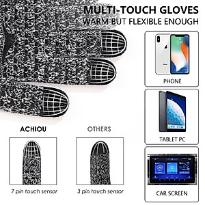 Achiou Winter Gloves for Men Women, Touch Screen Texting Warm Gloves with Thermal Soft Knit Lining,Elastic Cuff