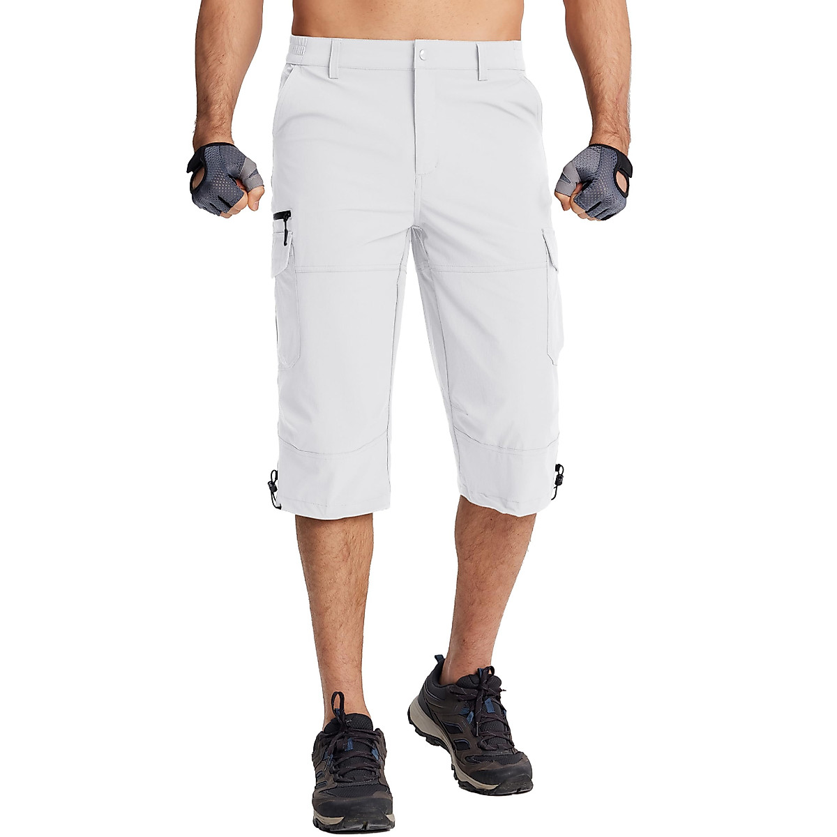 TACVASEN Casual Cargo Pants Mens Hiking Fishing Shorts Workout Atheletic Shorts Below Knee Shorts Quick Dry Shorts with Multi Pockets Capri Pants