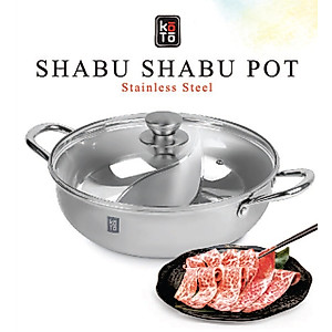 KOTO Premium 304 Stainless Steel pot, Shabu Shabu, Hot Pot, (DOUBLE) 30CM (11.8'')