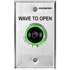 Seco-Larm SD-9263-KSQ Outdoor Wave-to-Open Sensor, Single-Gang with English Message; Adjustable Sensor Range Up to 7" (18cm); 1.2A Relay, Adjustable Trigger Duration 0.8~30 Seconds or Toggle