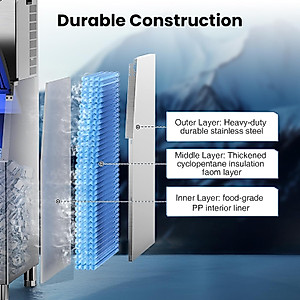 Commercial 550Lbs/24H Ice Maker Machine,Ice Ready in 5-15 min,360Lbs Large Storage,1033W Stainless Steel Electric Nugget Ice Machine with Water line Hook up,12 Steps Ice Thicknesses Adjustable