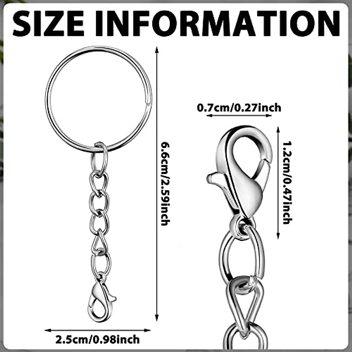 Sasylvia 100 Pcs Keychain Rings with Chain Key Chain Making Kit Include Split Key Ring with Chain, Open Jump Rings, Lobster Clasp, Keychain Ring for Crafts Jewelry Making Supplies, Silver