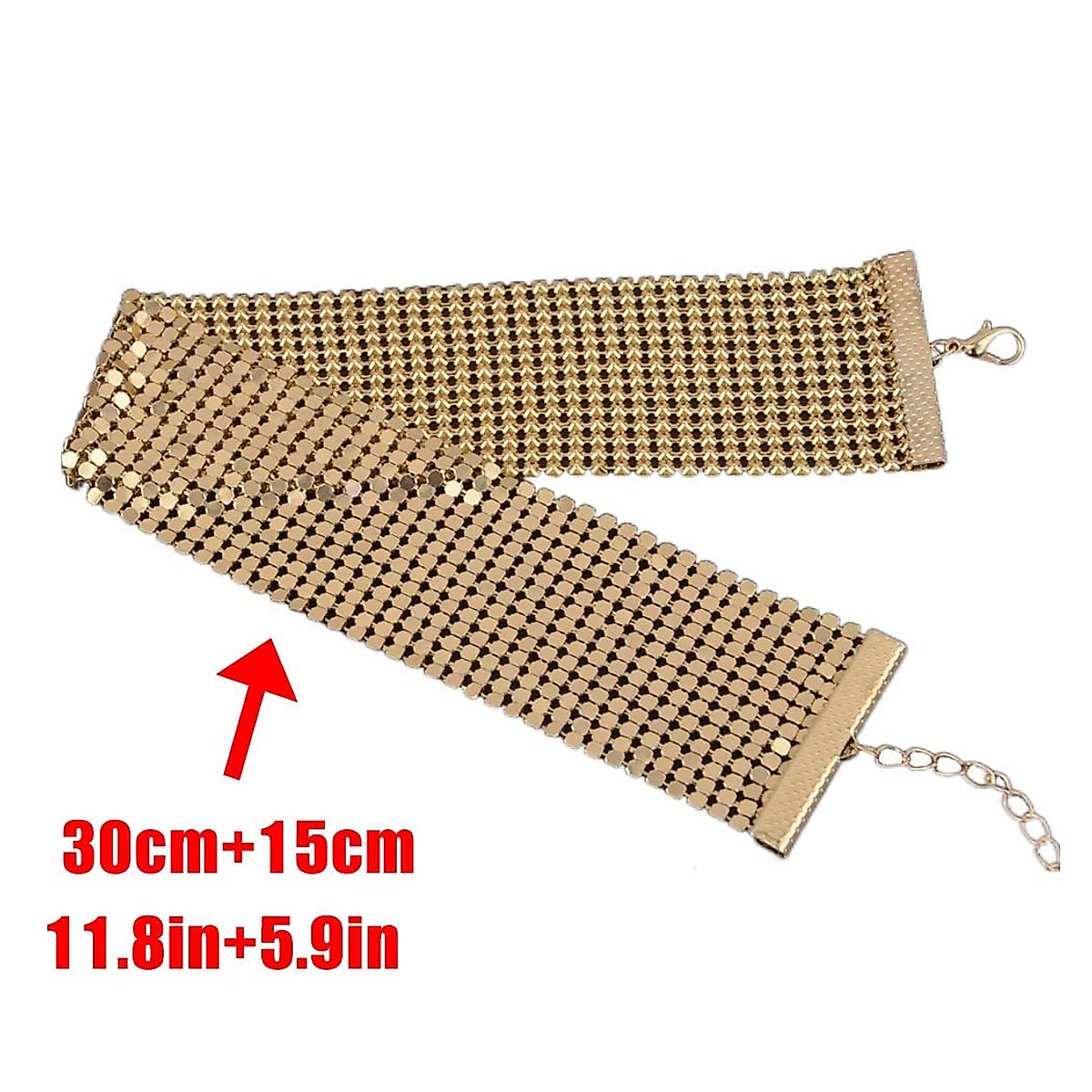 Masiter Sparkly Sequin Mesh Necklace Adjustable Gold Choker Chain Party Costume Jewelry for Women