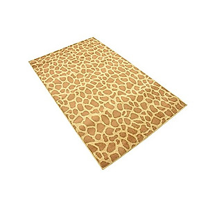 Unique Loom Wildlife Collection Animal Inspired with Giraffe Print Design Area Rug, 3 ft 3 in x 5 ft 3 in, Yellow/Light Brown
