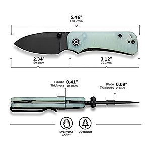 CIVIVI Baby Banter Pocket Knife for EDC, Ben Petersen Folding Knife with 2.34 in Nitro V Steel Blade G10 Handle, Titanium Thumb Stud Opener C19068S-8 (Natural)