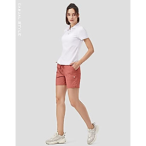 G Gradual Women's 5" Hiking Cargo Shorts Quick Dry Athletic Shorts for Women with Pockets for Golf Workout Walking(Brick Red M)