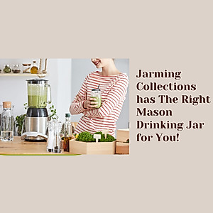 Jarming Collections Mason Jar Cups Drinking Glasses - Includes Mason Jar Lids & Straws, Coffee & Smoothie Cups Glass Jar Set, 24 oz Mason Jars with Lids and Straws, Dishwasher & Freezer Safe(Set of 2)