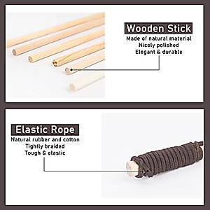 ROZZWILD Cat Teaser 3 PCS Interactive Cat Toys Set Mouse Hamster Balloon 16 inch (40 cm) Sturdy Natural Wood Rod Organic Hemp Cord Feather Elastic Rope Small Bell Catnip Lollipop