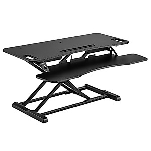 37" Dual Monitor Adjustable Height Desk Riser Tabletop Sit to Stand Workstation, Black