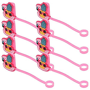 Straws 8pcs Flamingo Pineapple Silicone Straw Cover Hawaiian Party Drinking Straw Caps Straw Plugs Lids for Straw Tips