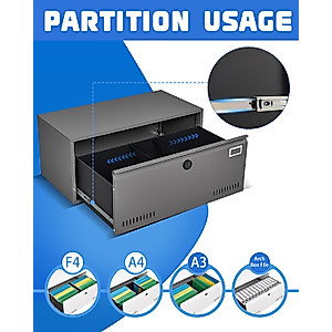 BUTISOW Lateral File Cabinets with Lock,1 Drawer Steel Wide Filing Organization Storage Cabinets,Home Office Furniture for Hanging Files Letter/Legal/F4/A4 Size (Electronic - Gray)