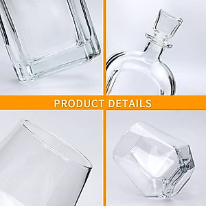 Cadamada 24oz Whiskey Glass Bottle,Decanter Set with Glasses,Delicate Decanter Set for Tequila, Brandy, Scotch & Vodka, Gifts, Bar & Party Decorations
