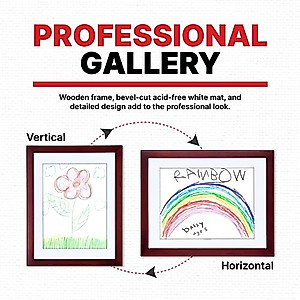 Li’l Davinci Art Cabinet, Stores up to 50 Pieces of 8.5 x 11 inch Art, Outer Wooden Frame Dimensions 11.75 x 14.75 inches, Kids Art Frame, Front Opening, Hangs Vertical or Horizontal, Cherry