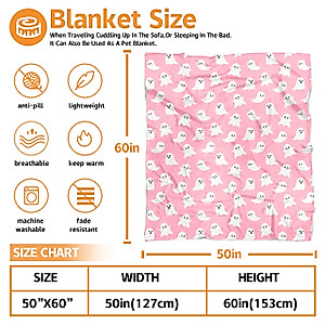Halloween Throw Blanket 50x60 Inch Cute Halloween Ghost Blankets Soft Lightweight Cozy Plush Blanket for Halloween Decor Kids Girls Boys Gifts