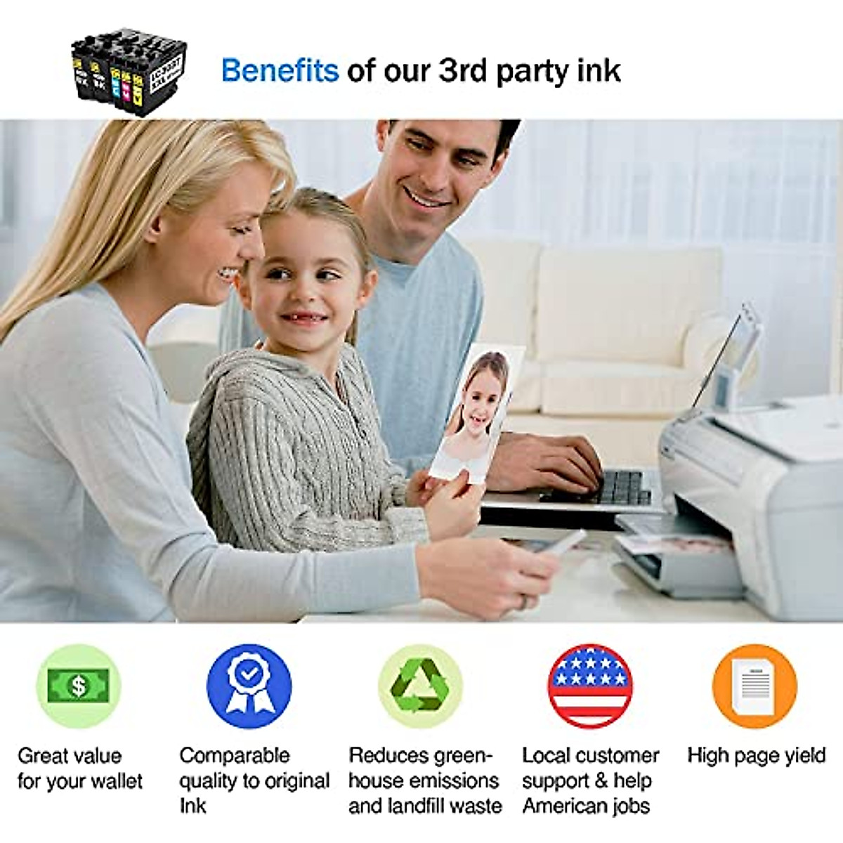 Cartlee 5 Compatible Ink Cartridges Replacement for Brother LC3037 XXL Super High Yield for Brother MFC-J5845DW XL MFC-J5945DW MFC-J6545DW XL MFC-J6945DW (2 Black 1 Cyan 1 Magenta 1 Yellow)