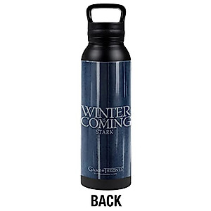 Game of Thrones OFFICIAL Stark Sigil 24 oz Insulated Canteen Water Bottle, Leak Resistant, Vacuum Insulated Stainless Steel with Loop Cap, Black