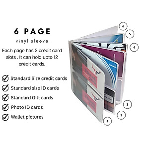 Set of 2 Heavy Duty Vinyl 6 Pages Hipster Wallet Inserts for Mens Wallets MADE IN USA