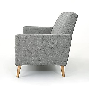 Christopher Knight Home Treston Mid-Century Fabric Sofa, Grey / Natural