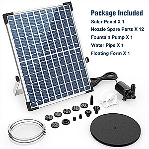 AISITIN 12W Powerful Solar Fountain Pump, Solar Water Fountain with Multiple Nozzles Outdoor Solar Fountain Pump Kit for Bird Bath Pond Pool Garden Decoration